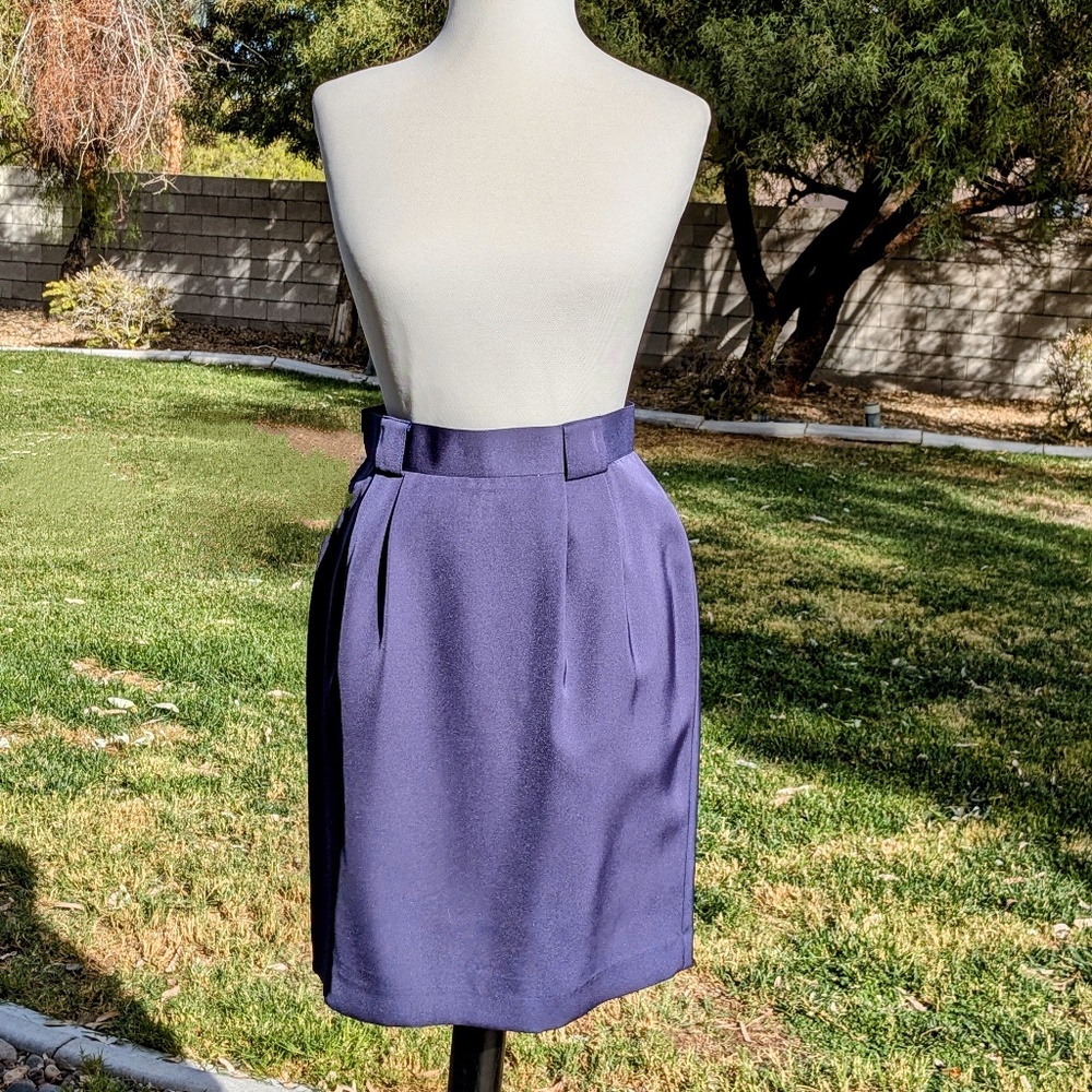 Petite Small Vintage Ohkura Tokyo Navy Midi A-Line Zi… - Gem